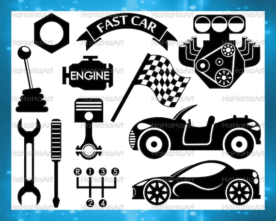 Cars Monogram Black Cutting Files Svg Png Jpg Eps Dxf | Etsy