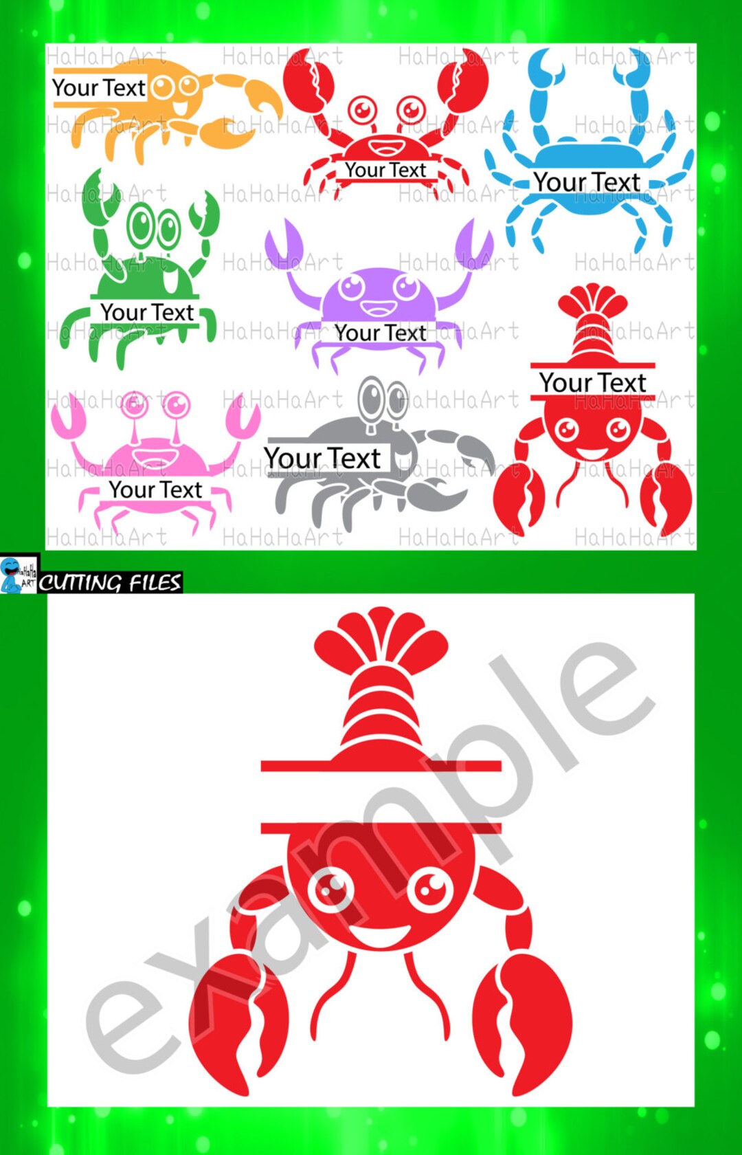 Split Crabs Monogram Color Cutting Files Svg Png Jpg Eps Dxf Jpeg ...