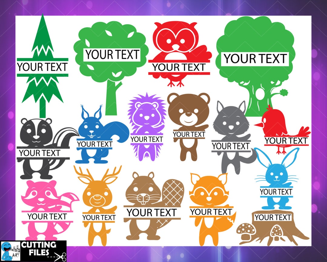 Split Cute Forest Animals Monogram - Digital Cutting Files SVG Eps Png ...