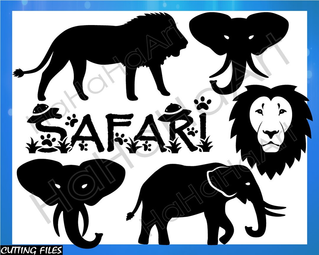 Safari Animals Monogram Cutting Files Svg Png Jpg Eps Dxf Digital ...