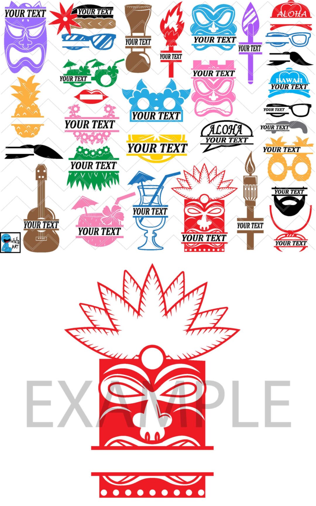 Hawaii Monogram Split SVG: Tropical Cutting Files (digital Download) - Etsy