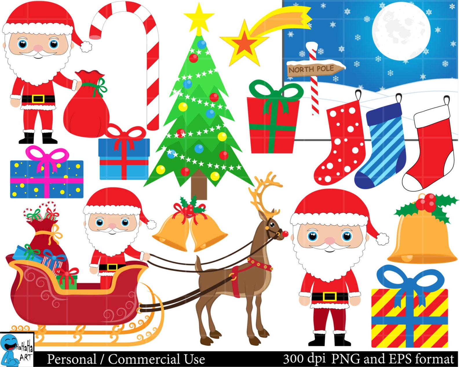 Christmas Set Clipart Digital Clip Art Graphics Personal | Etsy