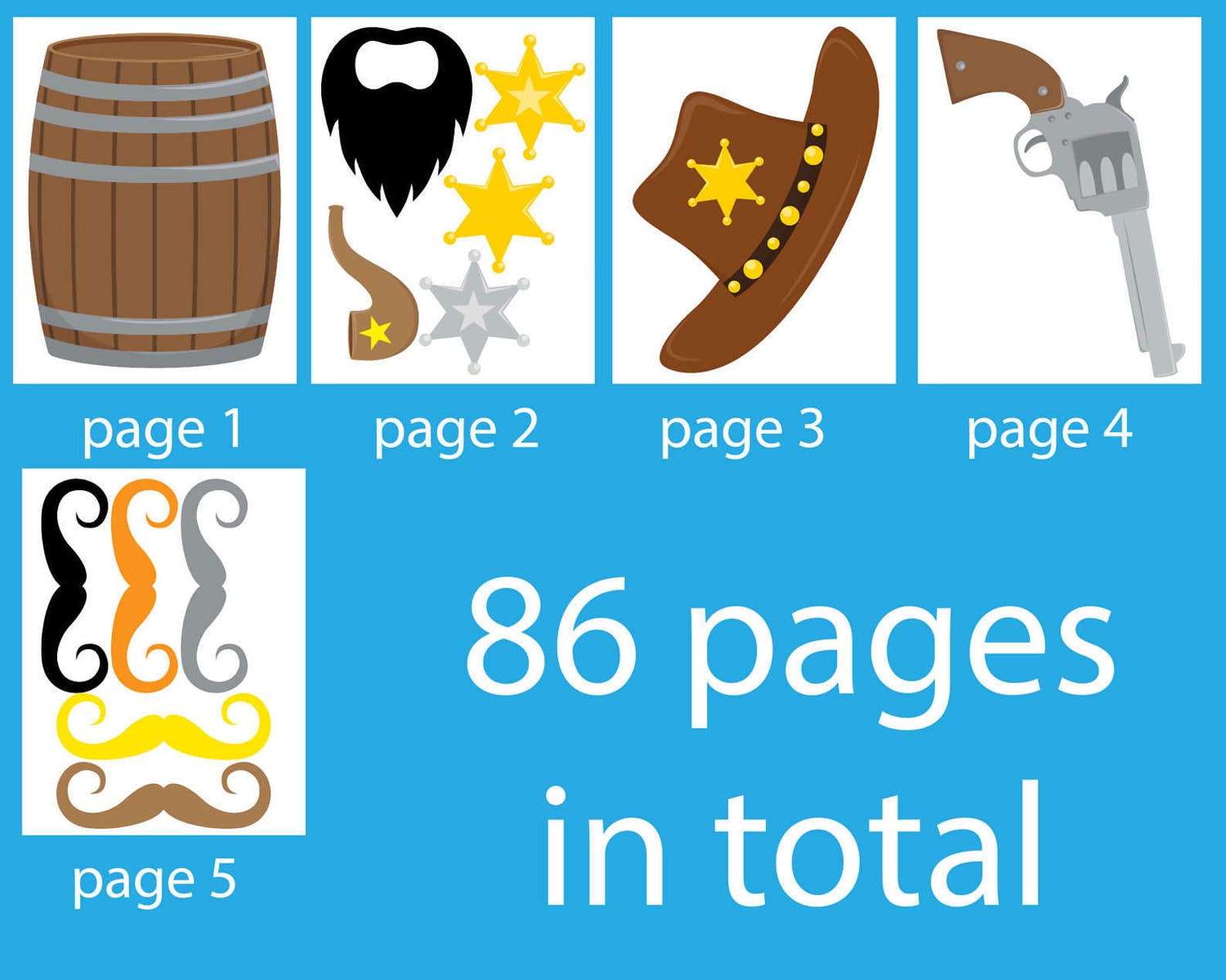 Cool Cowboy Props - PDF and JPG Files Digital Graphic Design Clipart ...