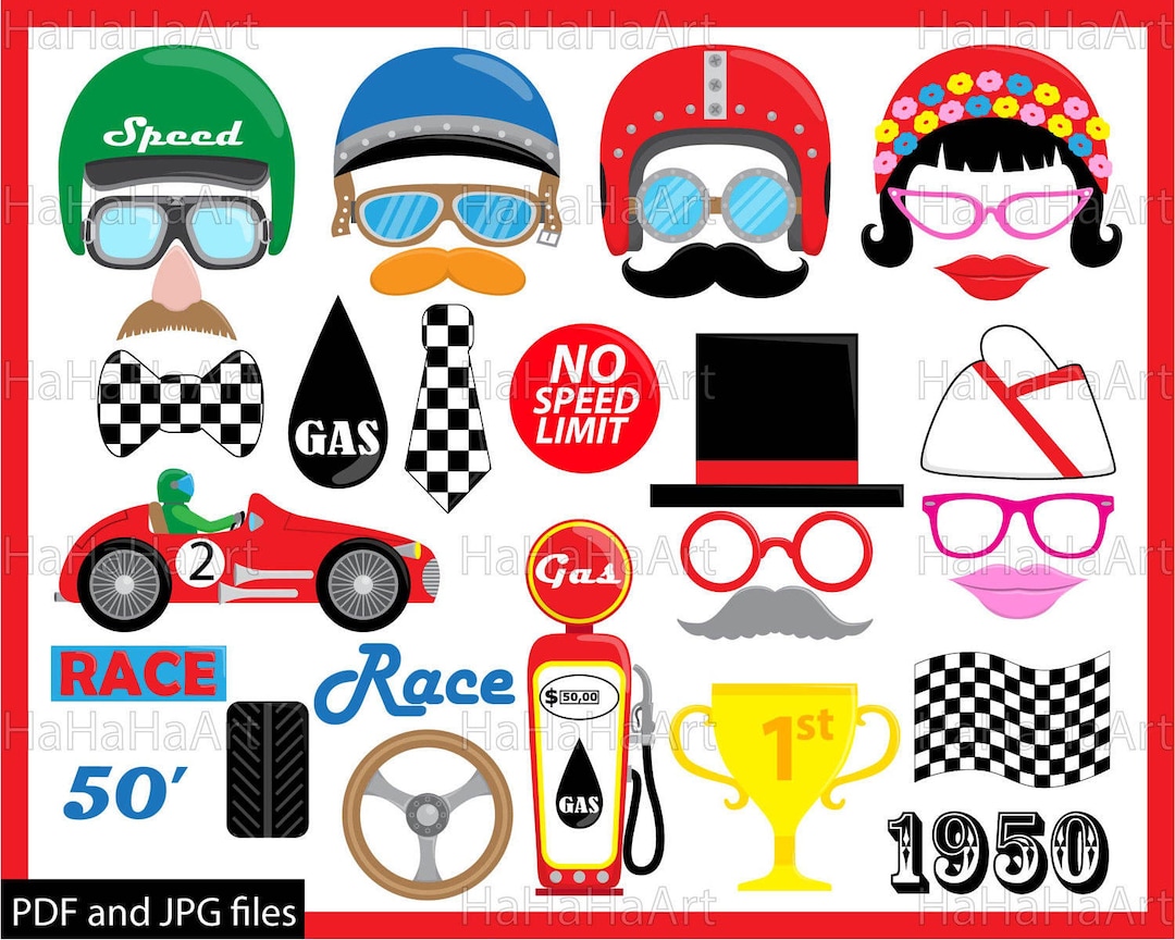 50s Race Car Props V1 - Clipart PDF JPG Digital Graphic Design ...