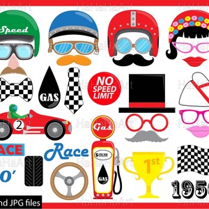 50s Race Car Props V1 - Clipart PDF JPG Digital Graphic Design ...
