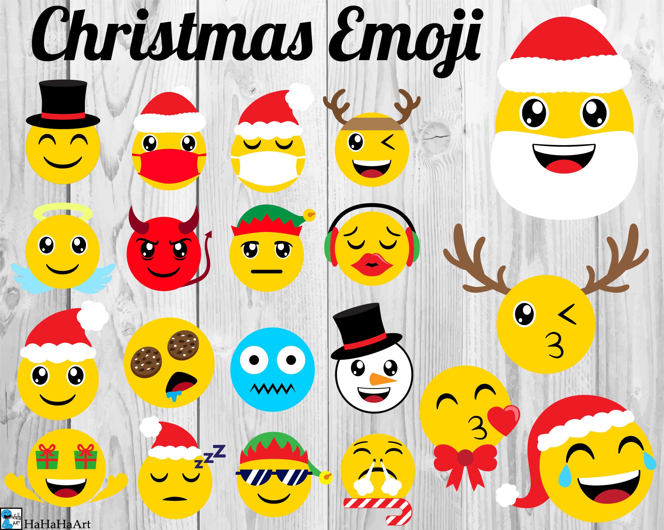 Christmas Emoji Clipart / Cutting Files Svg Png Jpg Dxf Eps Digital ...