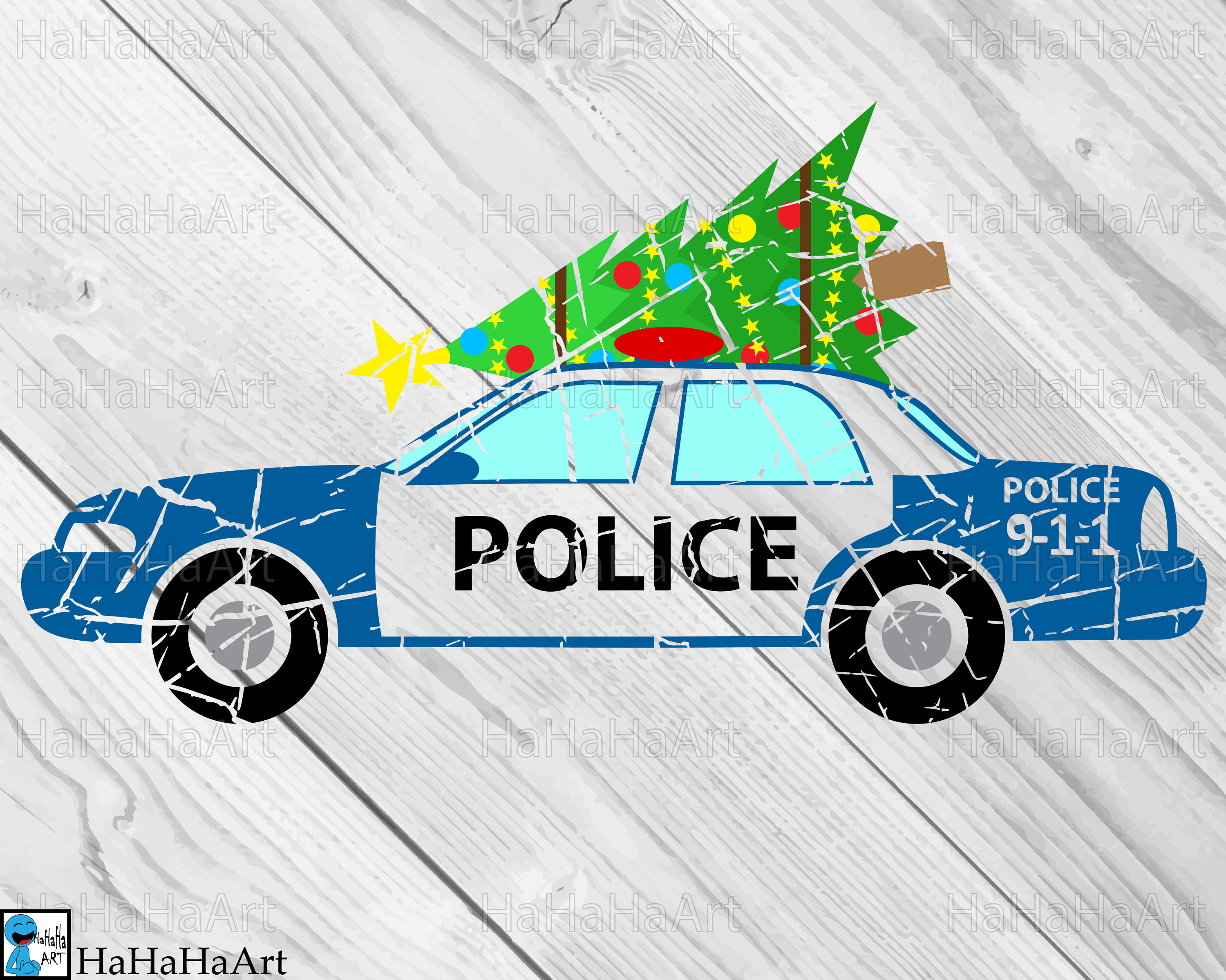 Distressed Christmas Police Car Clip Art / Cutting Files Svg Eps Dxf ...