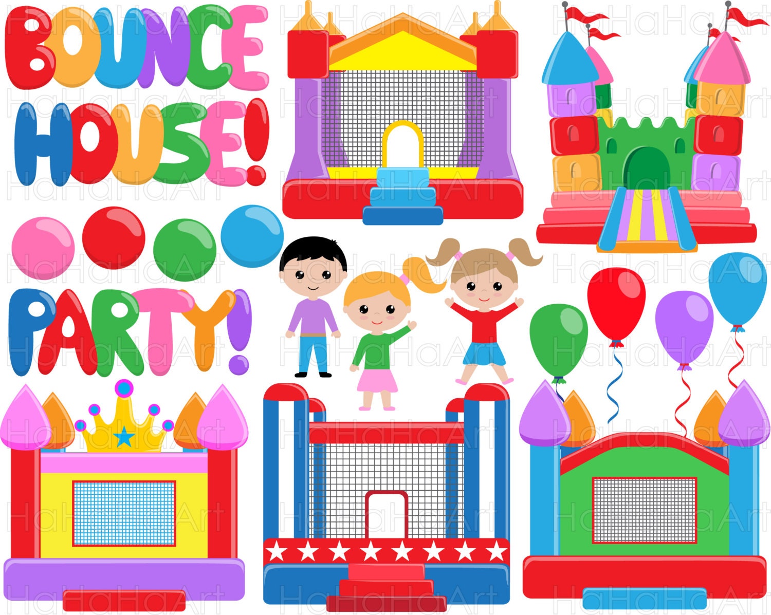 Bounce House Party V2 Digital Clipart Png Jpg Pdf Eps - Etsy