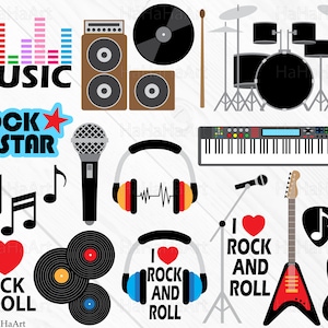 Rock and Roll Clipart – Music (svg, Png, Jpg, Dxf, Eps) Digital ...