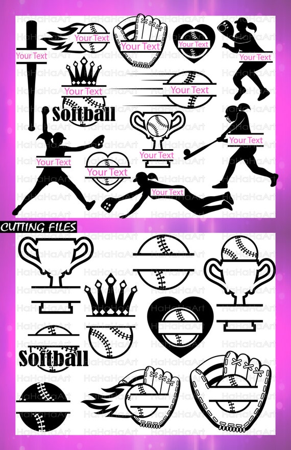 Split Play Softball Monogram Cutting Files Svg Png Jpg Eps | Etsy