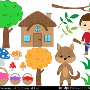 Little Red Riding Hood Set Clipart - Digital Clip Art Graphics Personal ...