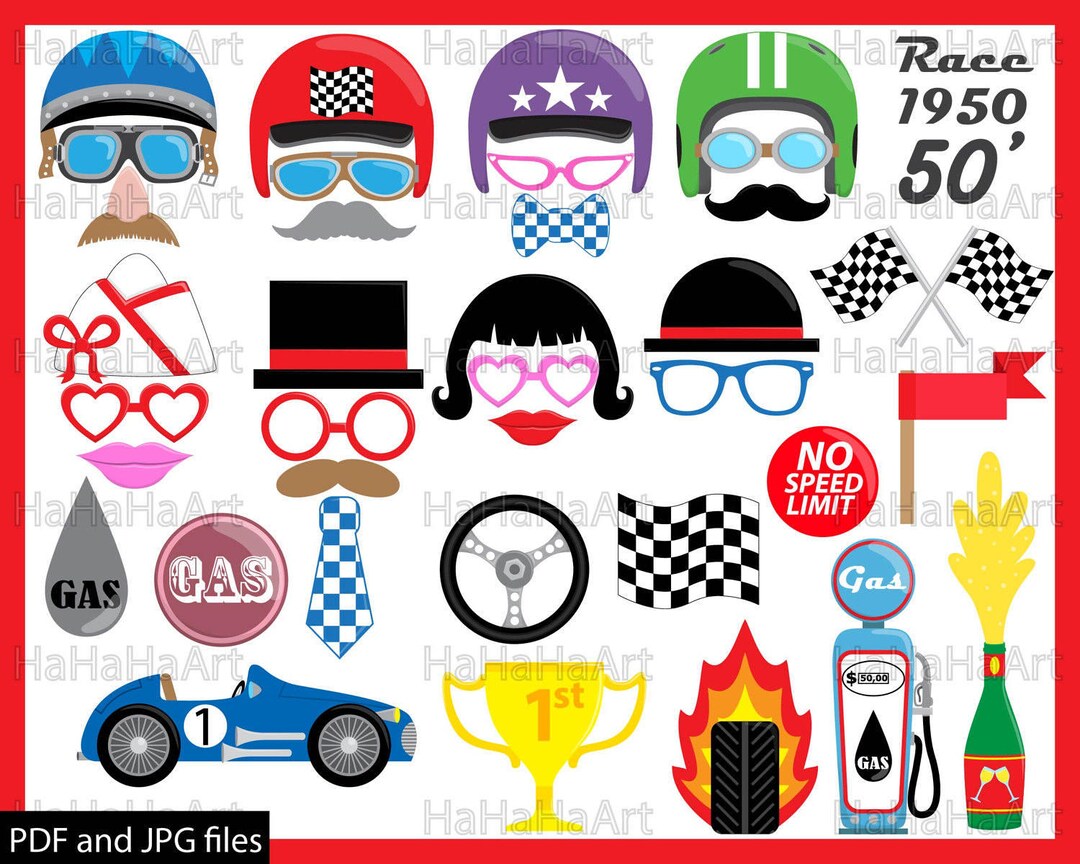 50s Race Car Props V2 - Clipart PDF JPG Digital Graphic Design ...