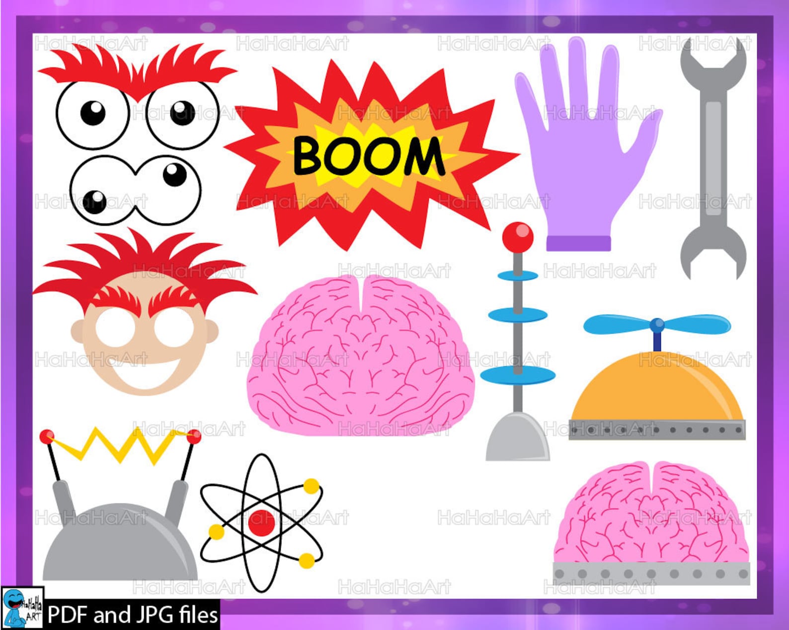 Crazy Scientist Props Clipart PDF JPG Digital Graphic Design | Etsy