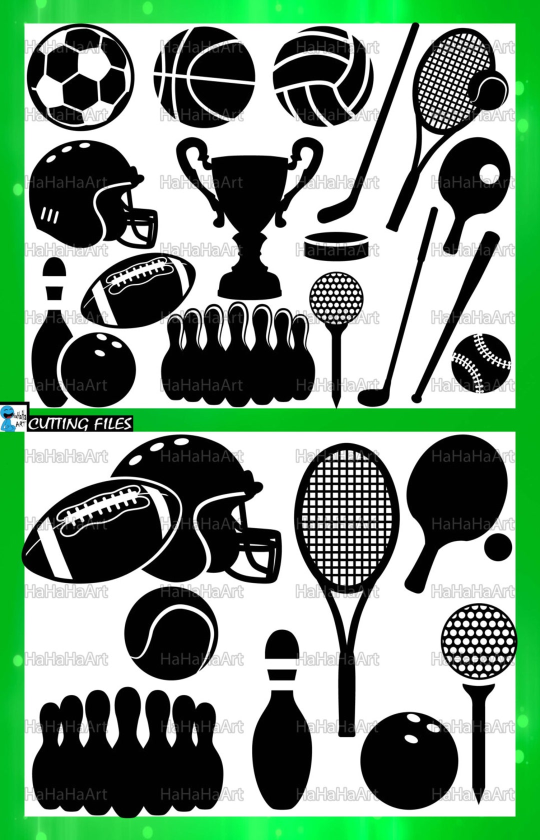 Fun Sport Equipment V2 - Cutting Files Svg Png Jpg Eps Dxf Monogram ...