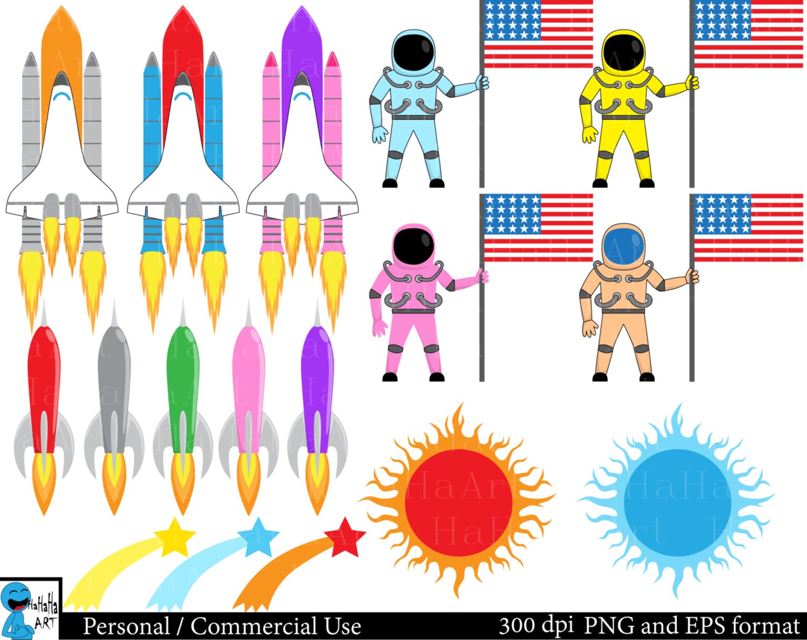 Moon Landing Set Clipart Digital Clip Art Graphics | Etsy