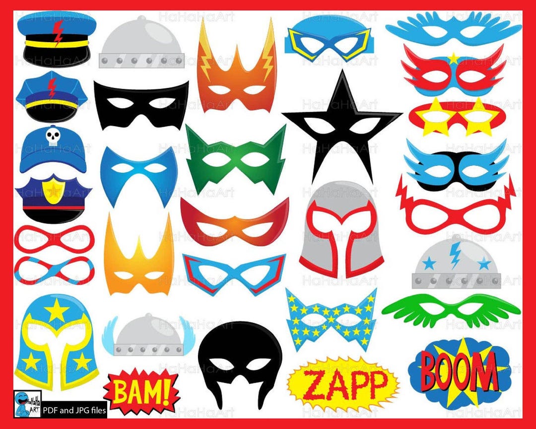 Superheroes Props - PDF and JPG Digital Graphic Designs Set Clip Art ...