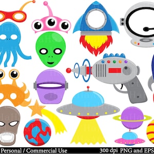 Alien Props Set 1 Set Clipart Digital Clip Art Graphics - Etsy