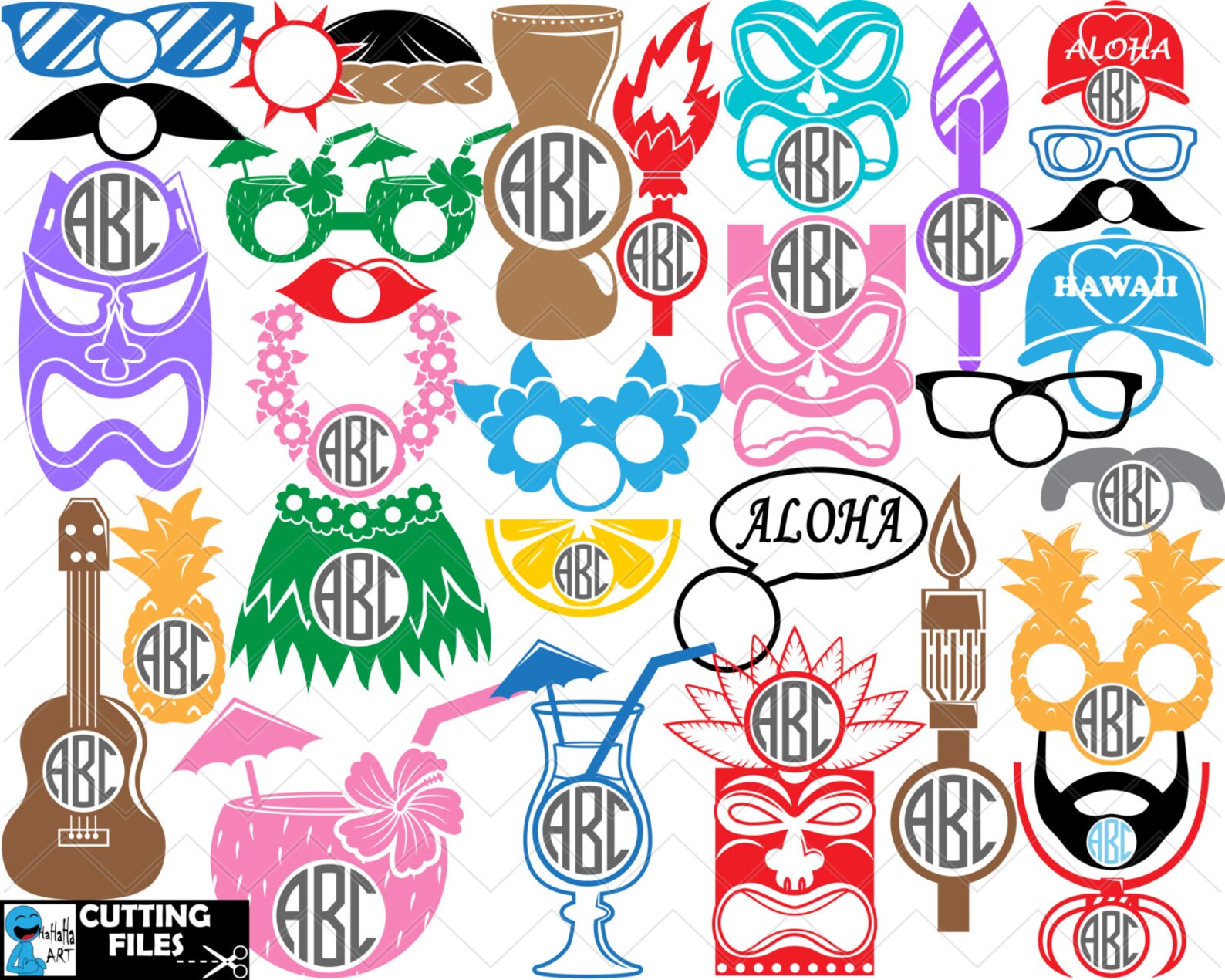 Hawaii Monogram Ver.1 Cutting Files Digital SVG EPS PNG | Etsy