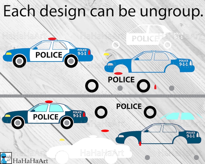 Police Cars Clip Art / Cutting Files Svg Eps Dxf Png Jpg - Etsy