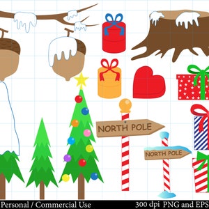 Christmas Forest Animals Set Clipart - Digital Clip Art Graphics Personal Commercial Use ...