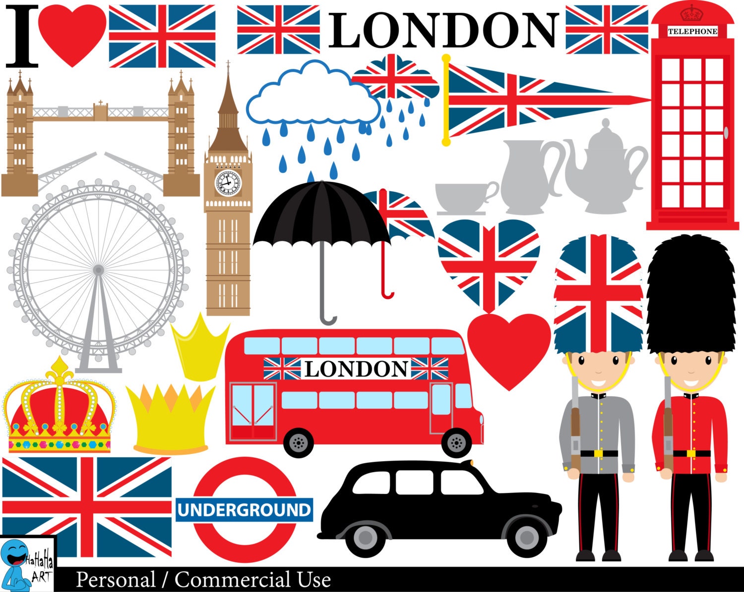 London UK Set Clipart Digital Clip Art Graphics Personal | Etsy