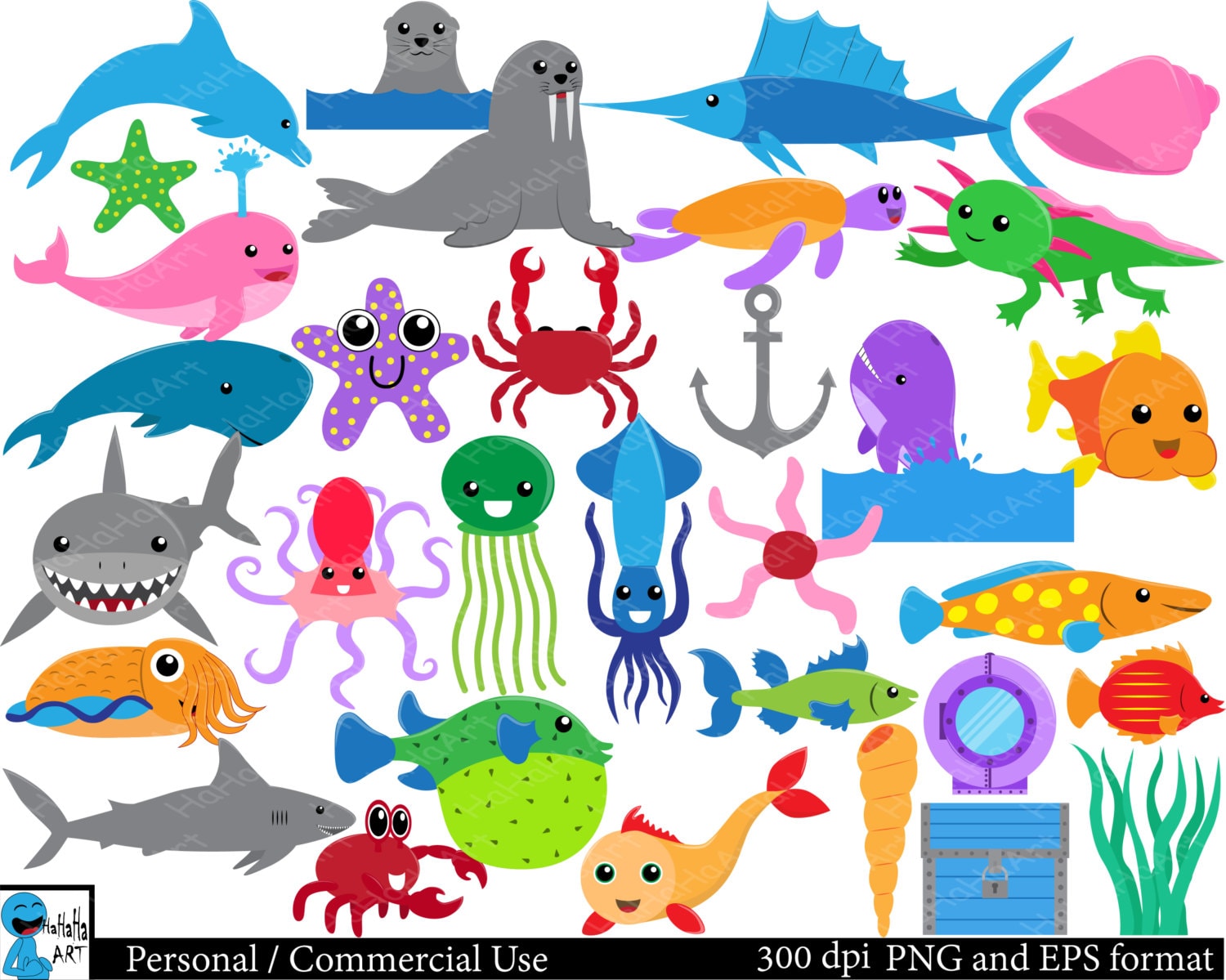 Under the Sea Set 2 Clipart Digital Clip Art Graphics - Etsy