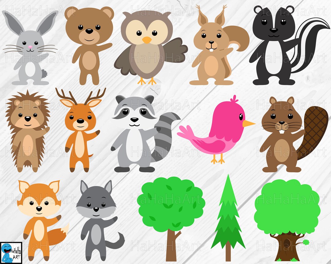Hi Forest Animals - Clip Art / Cutting Files Svg Png Jpg Dxf Digital ...