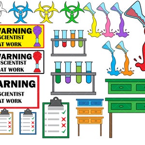 Crazy Scientist Set Clipart Digital Clip Art Graphics, Personal ...