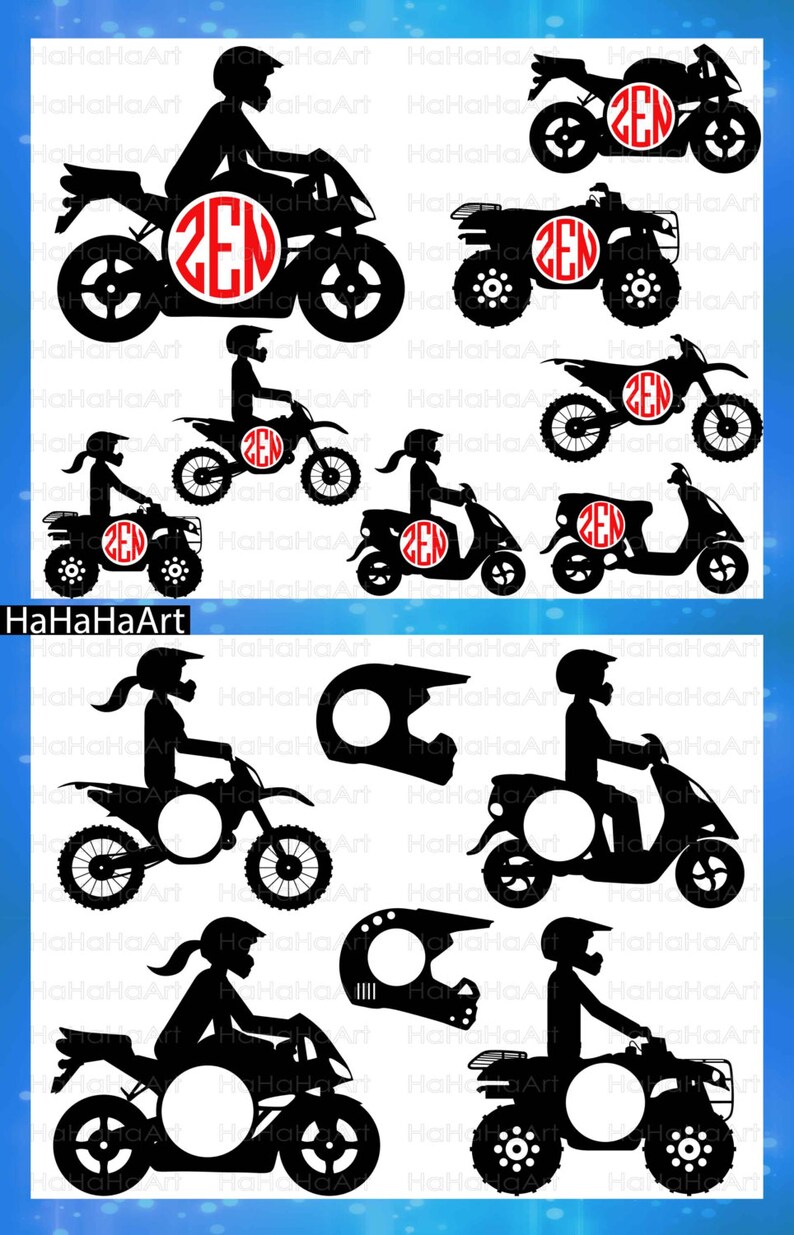 Motorcycles and ATV Monogram Cutting Files Svg Png Jpg Eps - Etsy