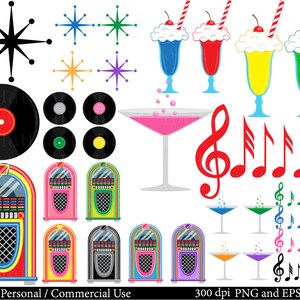The 50's - Digital Clip Art Graphics, Personal, Commercial Use, Instant ...