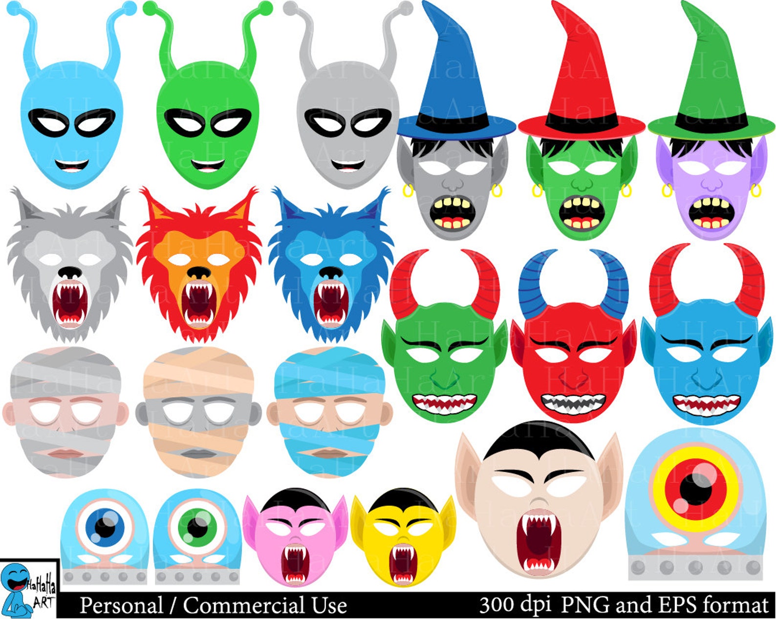 Scary Monsters Props Set Clipart Digital Clip Art - Etsy