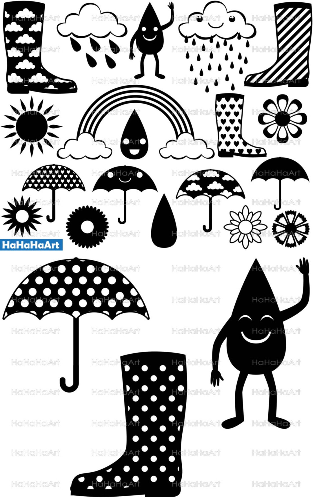 Monogram Funny Rain Black Cutting Files Svg Png Jpg Eps Dxf Digital ...