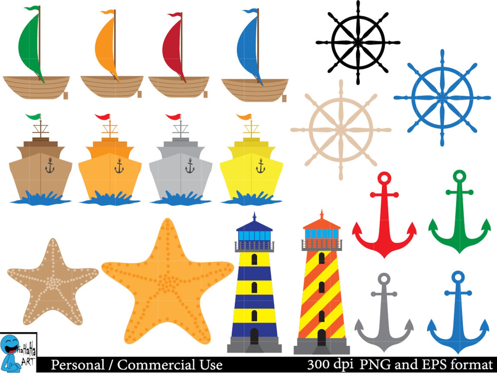 Nautical Set Clipart Digital Clip Art Graphics Personal - Etsy