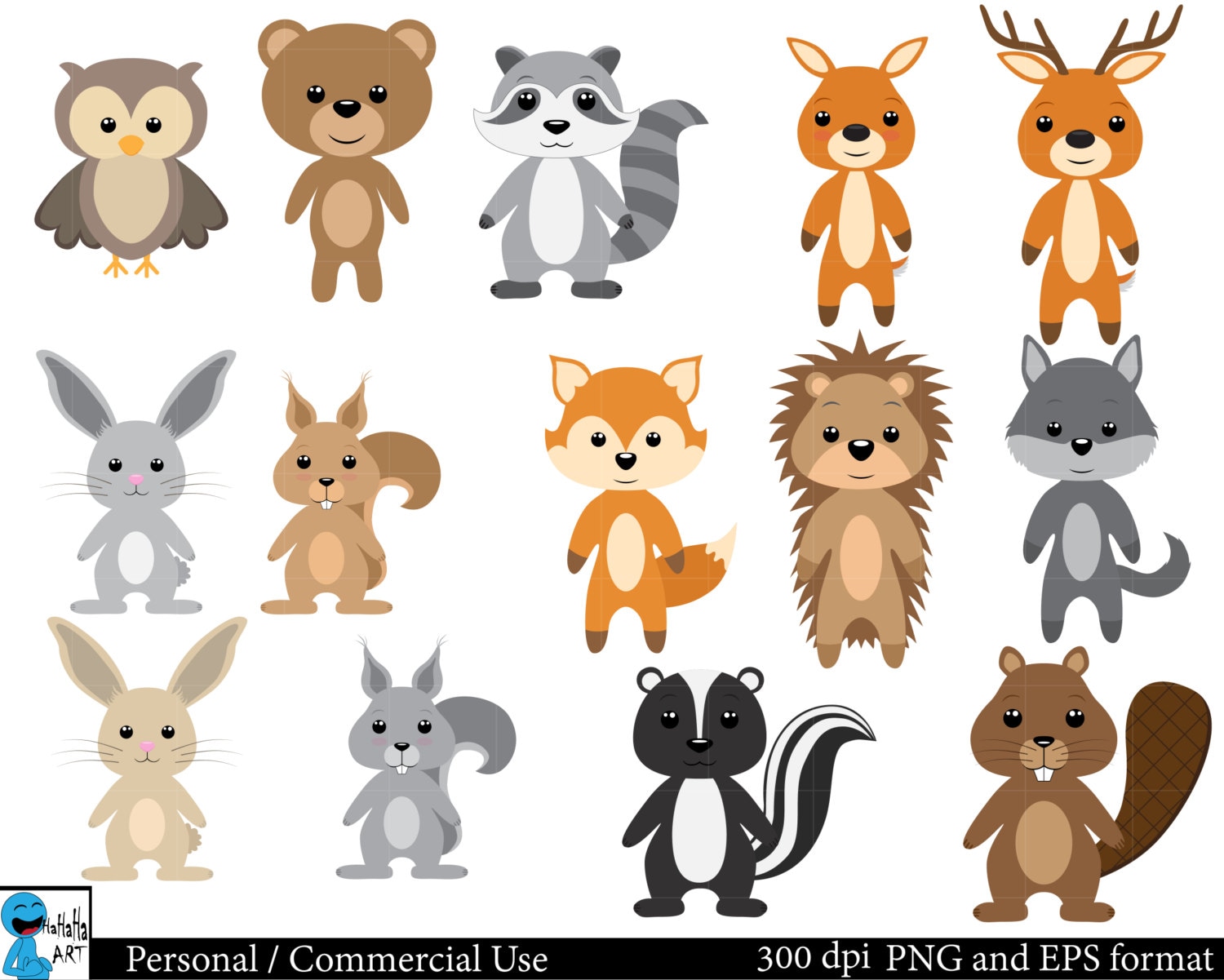 Forest Animals Set Clipart Digital Clip Art Graphics | Etsy