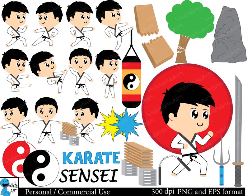 Karate Kids - Set Clipart - Digital Clip Art Graphics, Personal ...
