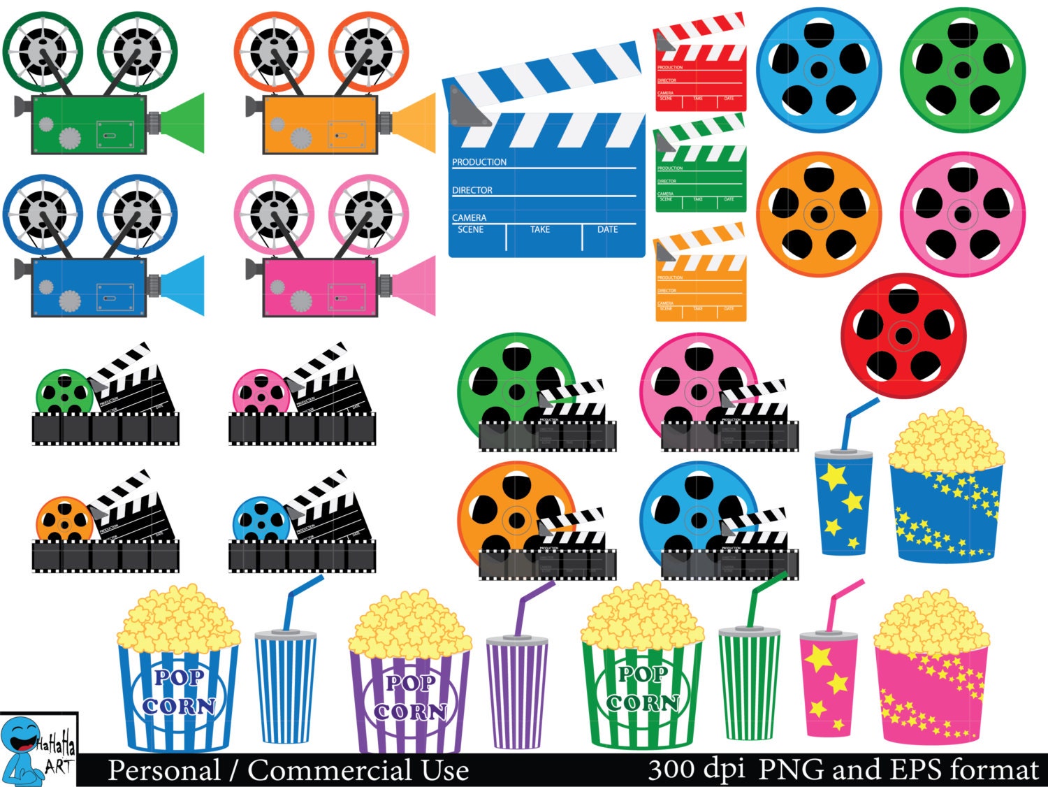 Cinema Set Clipart - Digital Clip Art Graphics Personal Commercial Use ...