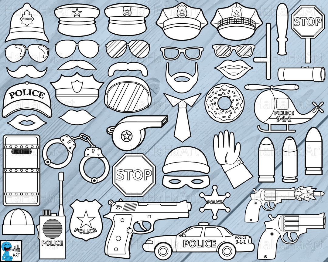 Outline Police Props Designs - Cliparts / Cutting Files Svg Png Jpg Dxf ...
