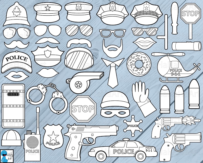 Outline Police Props Designs Cliparts / Cutting Files Svg - Etsy