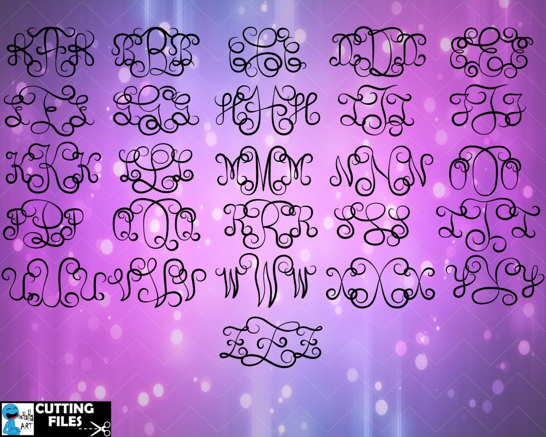 Vine Monogram Alphabet V2- Digital Cutting Files Svg Png Jpg Eps Dxf ...