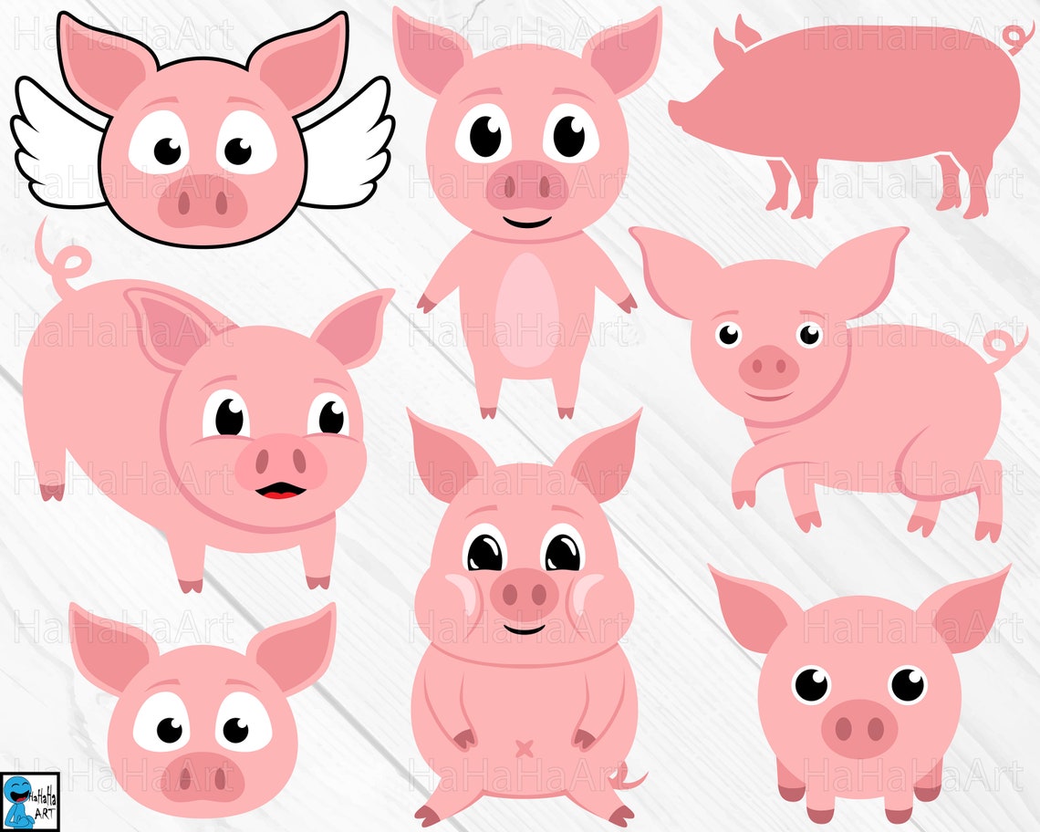 Pig Farm Clipart / Cutting Files Svg Png Jpg Dxf Eps Digital | Etsy