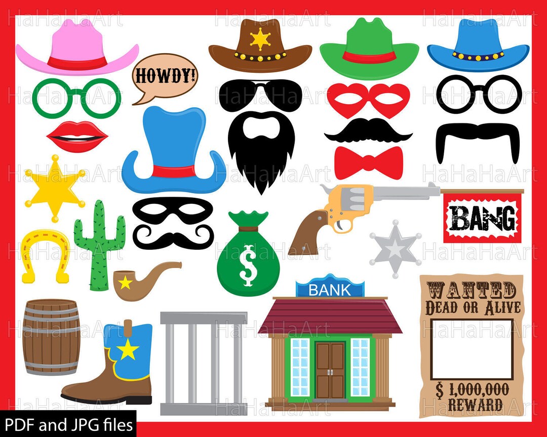 Cool Cowboy Props - PDF and JPG Files Digital Graphic Design Clipart ...