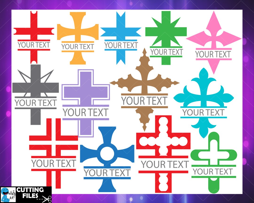 Split Monogram Crosses V2 - Svg Dxf Eps Png Jpg Files (digital Download ...