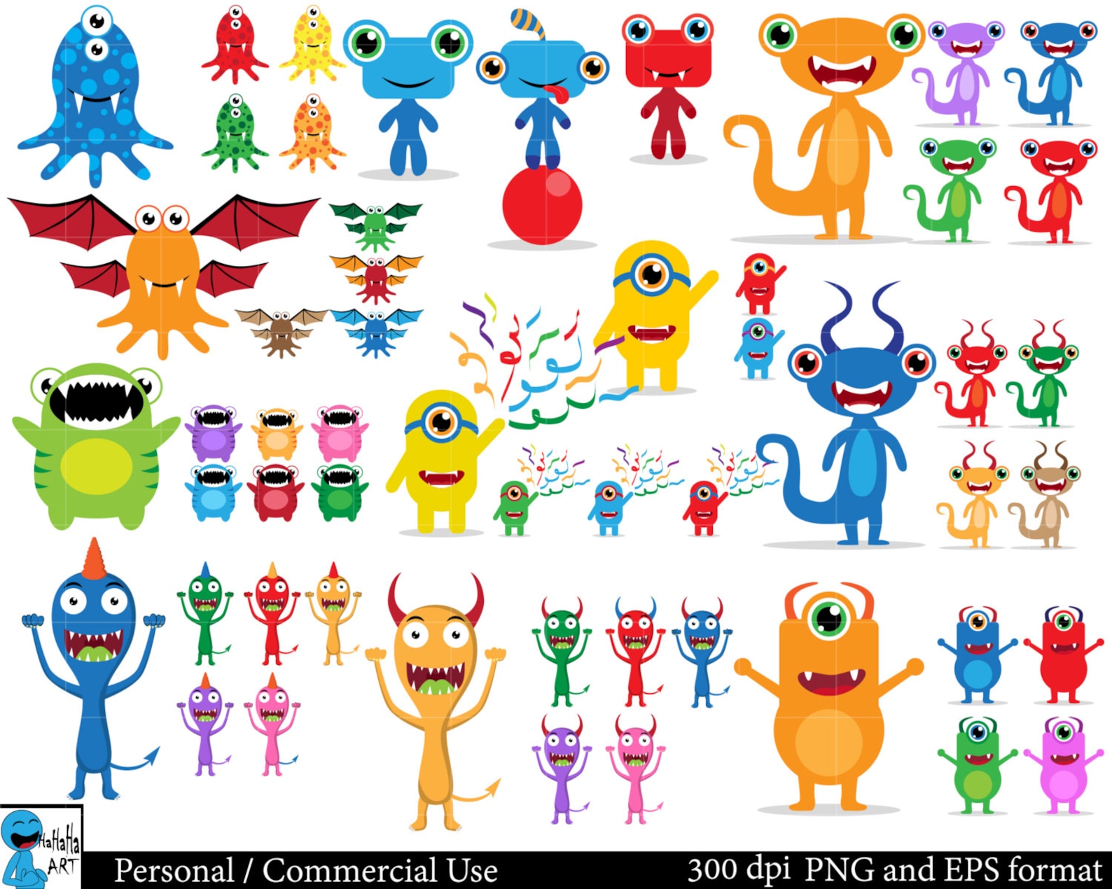 Monsters Set Clipart Digital Clip Art Graphics Personal - Etsy