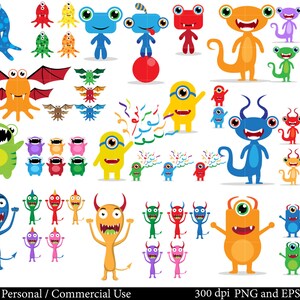 Monsters Set Clipart - Digital Clip Art Graphics, Personal, Commercial ...