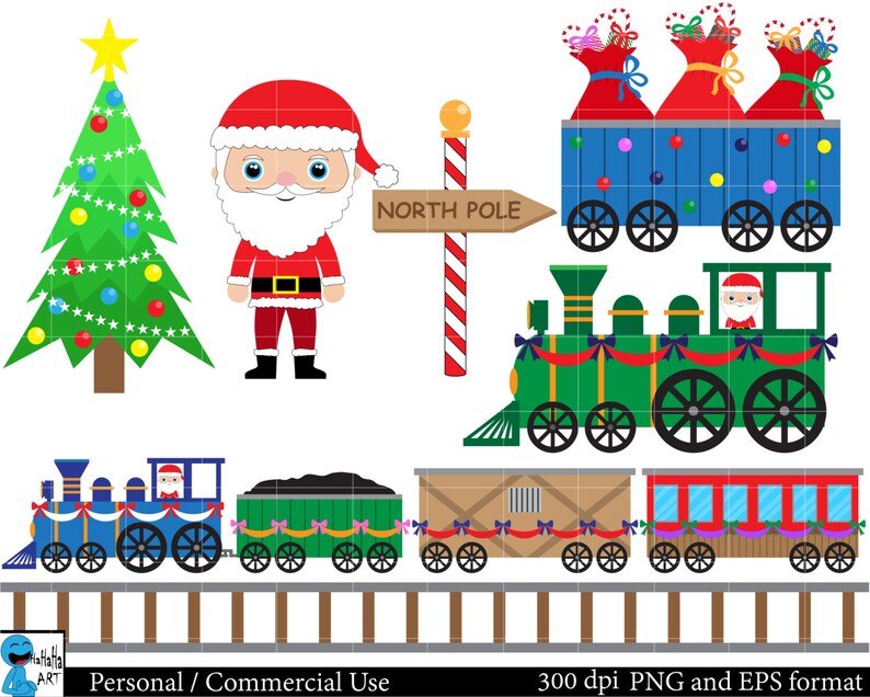 Christmas Train Clipart Set: 30 PNG Images (digital Download) - Etsy