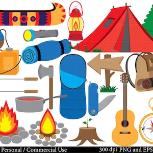 Camping Set Clipart - Digital Clip Art Graphics Personal Commercial Use ...