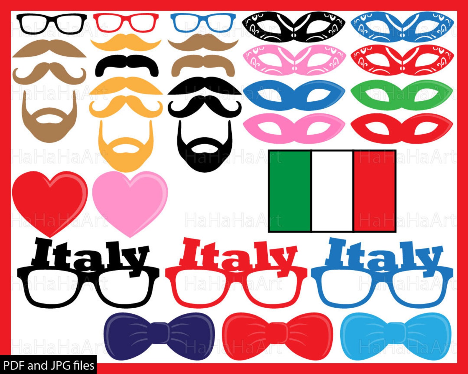 Italy Photo Booth Props: Italian Party Clip Art (PDF, JPG) - Etsy