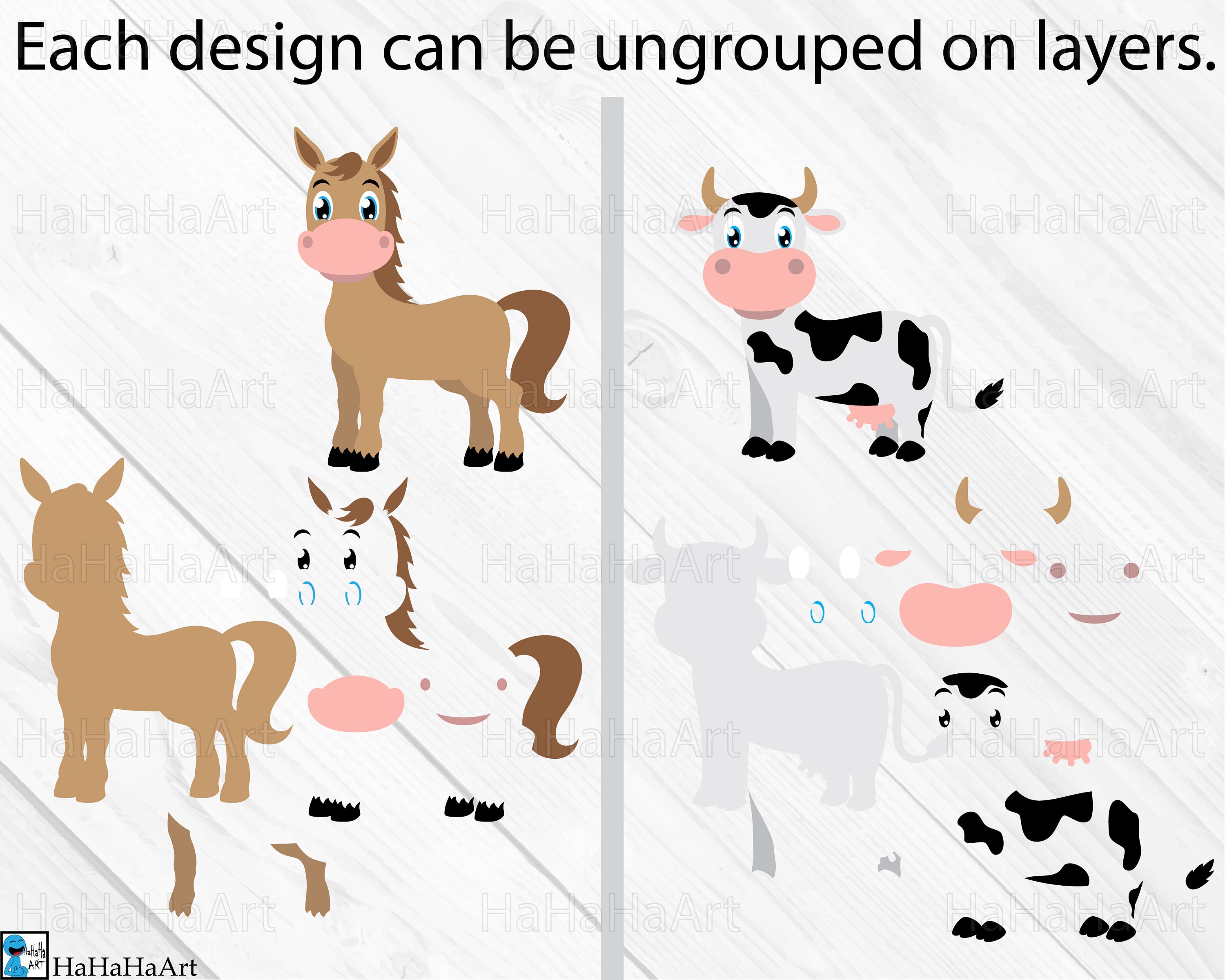 Farm Animals - Clipart / Cutting Files Svg Png Jpg Dxf Eps Digital ...