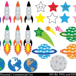 Space Set Clipart - Digital Clip Art Graphics Personal Commercial Use ...