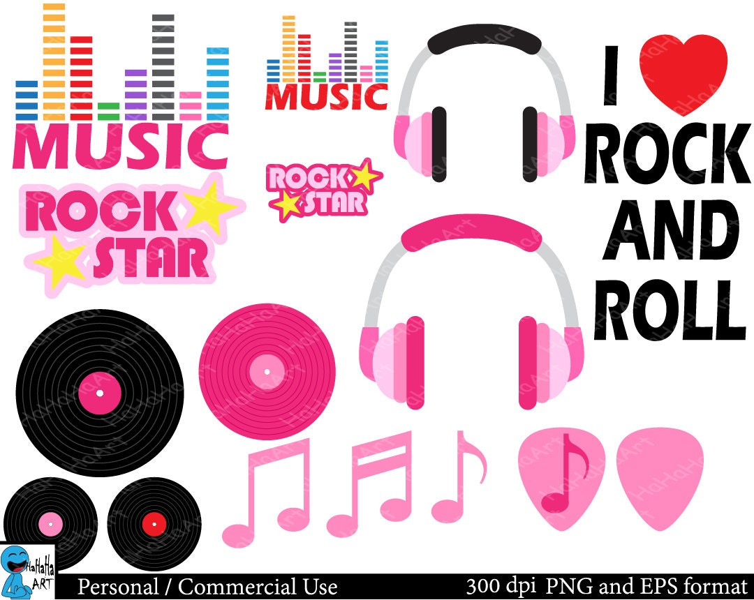 Rock and Roll Clipart Set: 35 PNG Graphics (digital Download) - Etsy